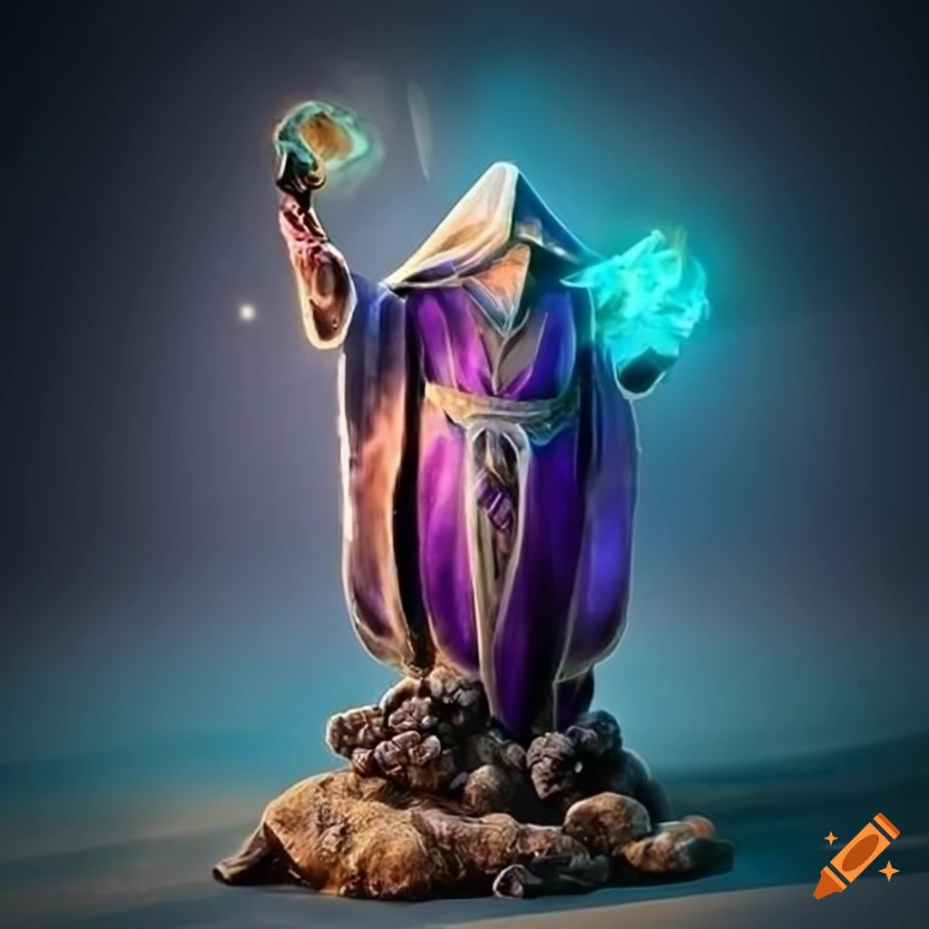 Image of a fantasy geomancer sorcerer with a stone geode on Craiyon