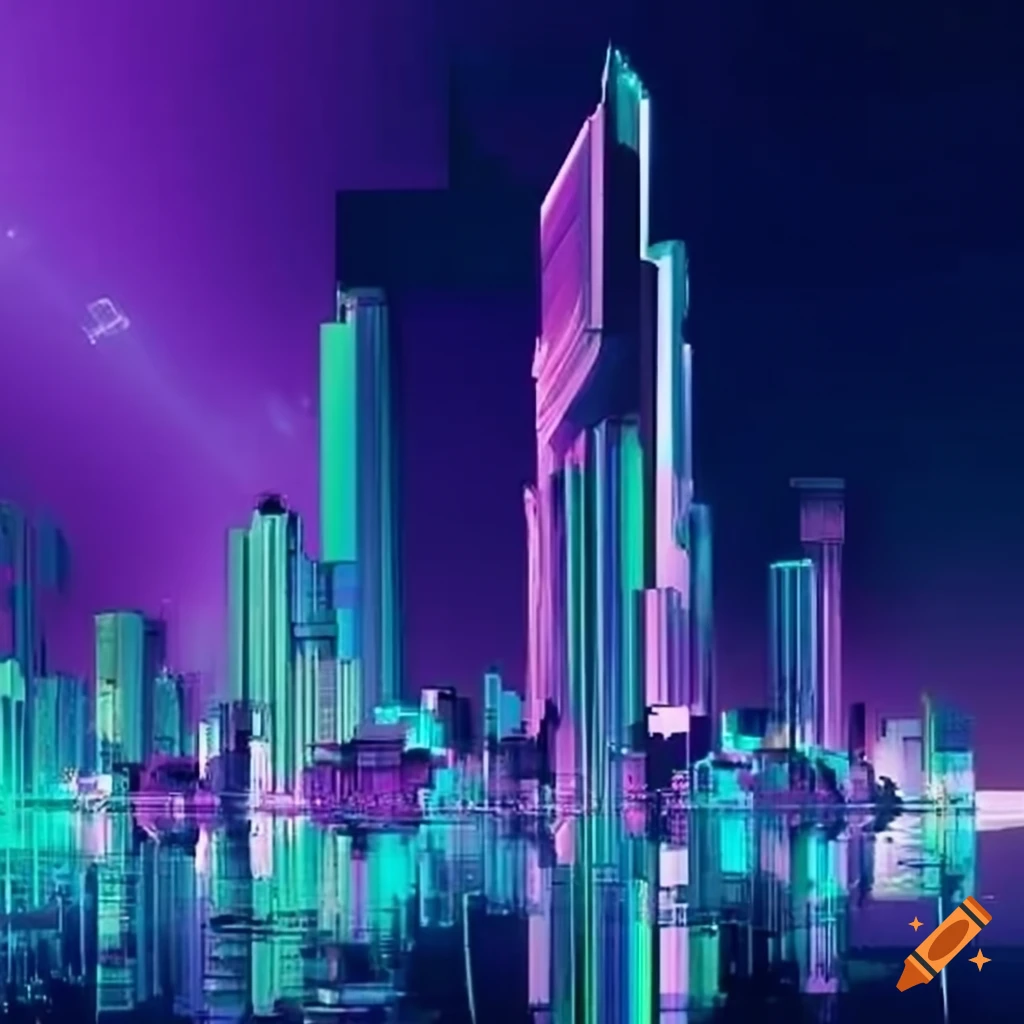 Futuristic cityscape with ai technologies on Craiyon