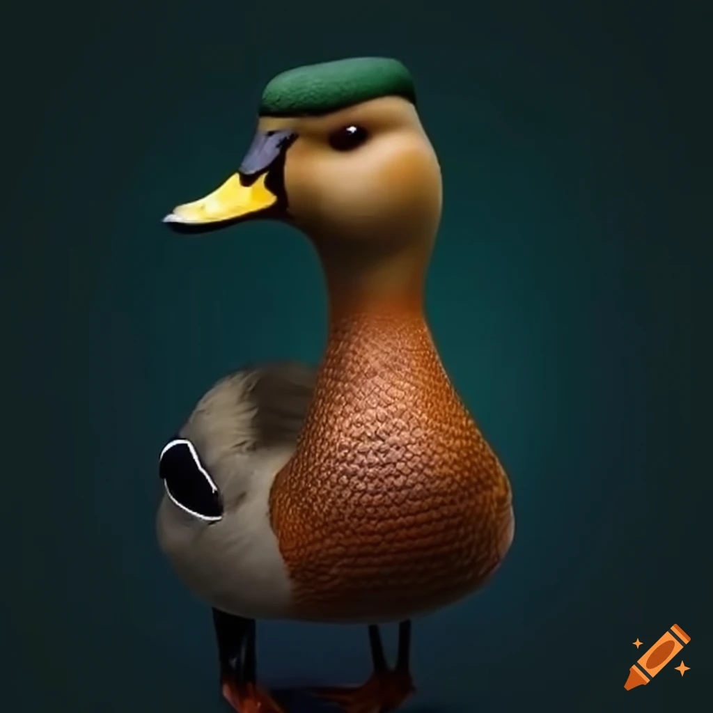 Mallard duck dressed as solid snake