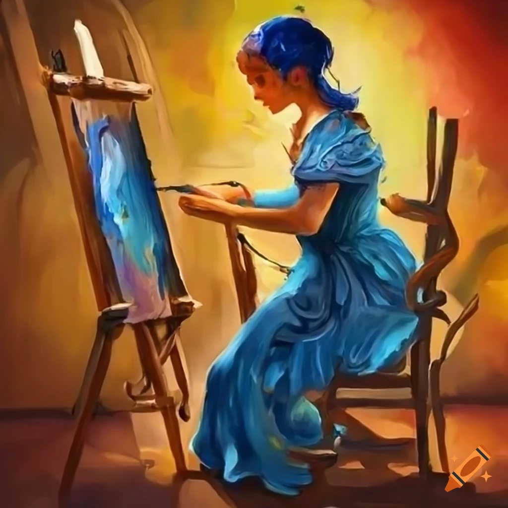 Painter creating a fantasy artwork on Craiyon