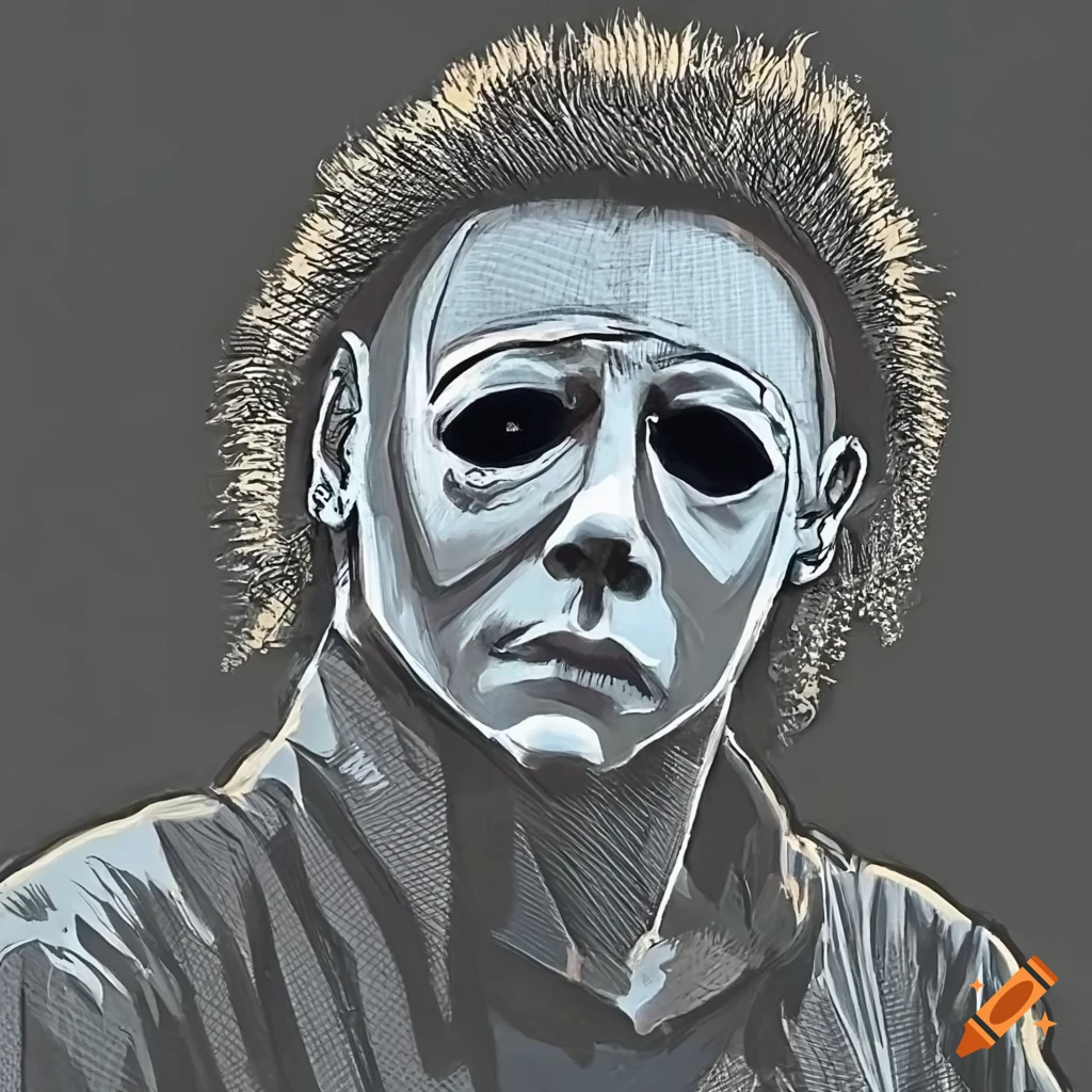 Pop art portrait of michael myers on Craiyon