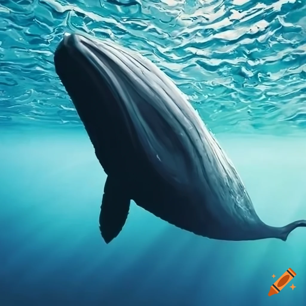 Colossal whale swimming in the ocean