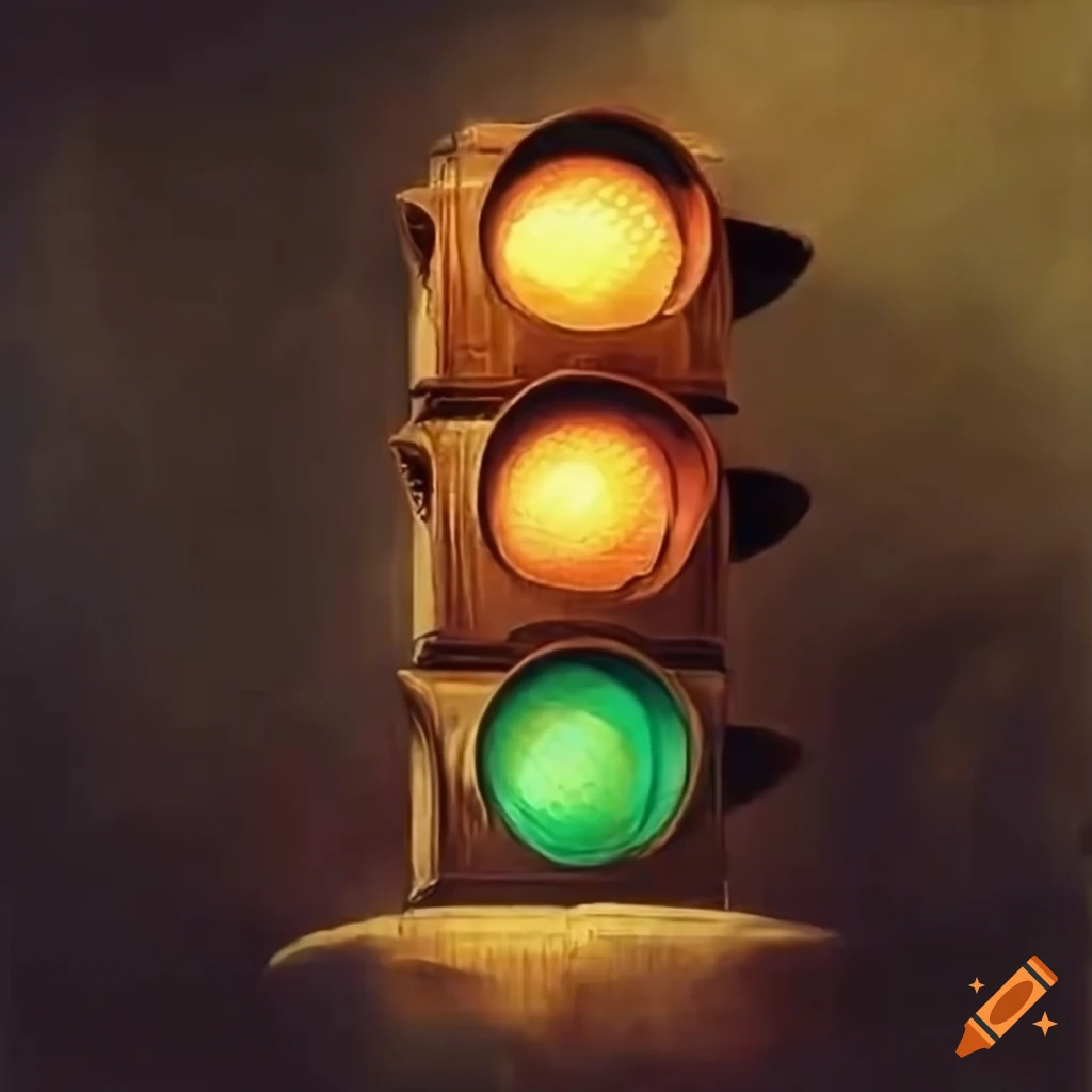 Leonardo da vinci painting of traffic lights on Craiyon