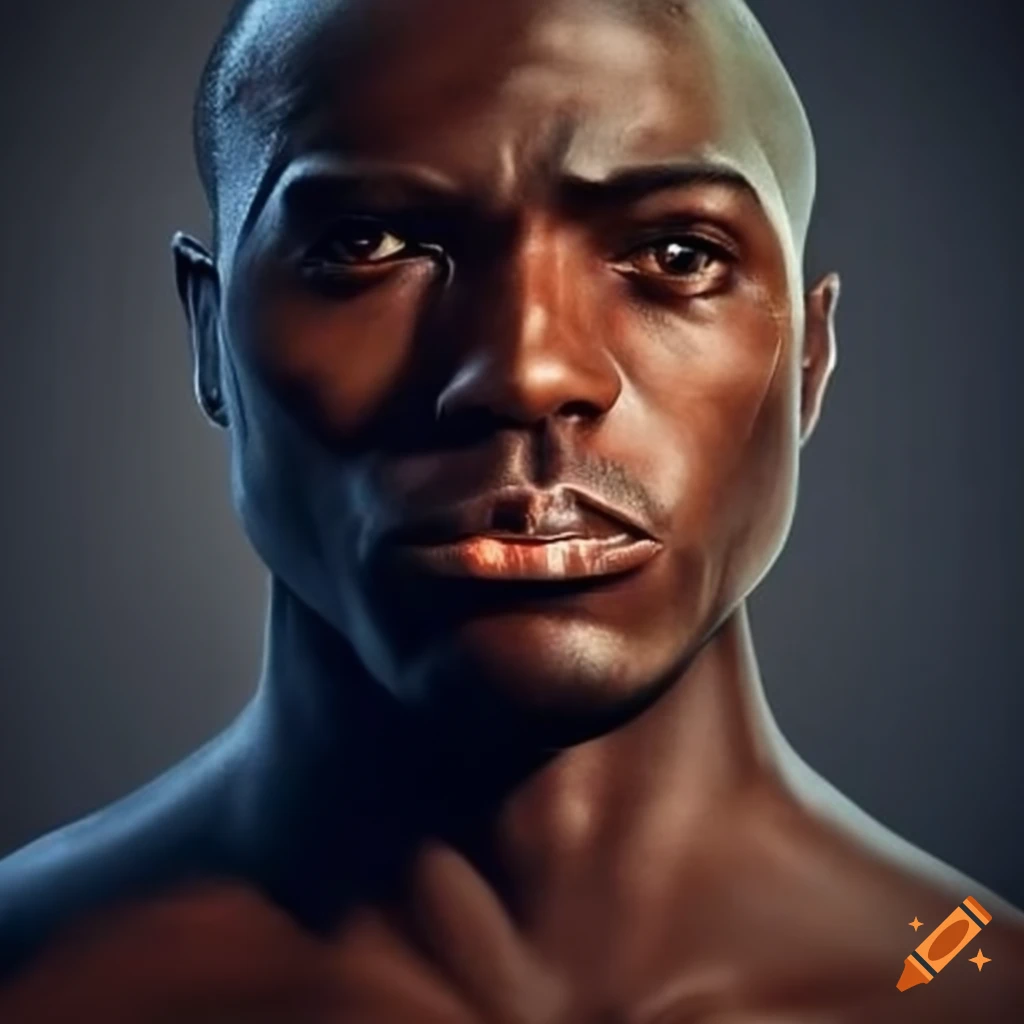 Bust of a young black man in grayscale on Craiyon