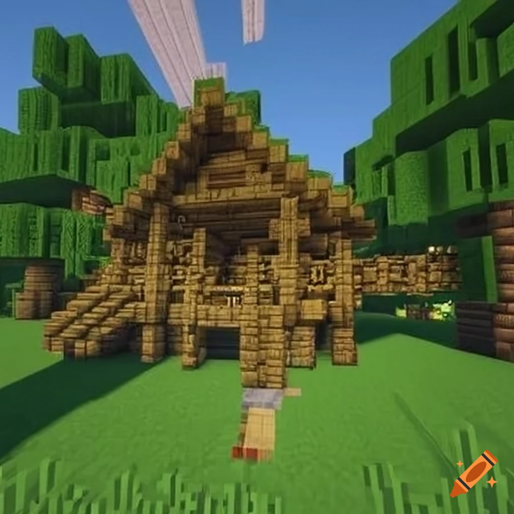 Intricately designed bamboo cabin in minecraft on Craiyon