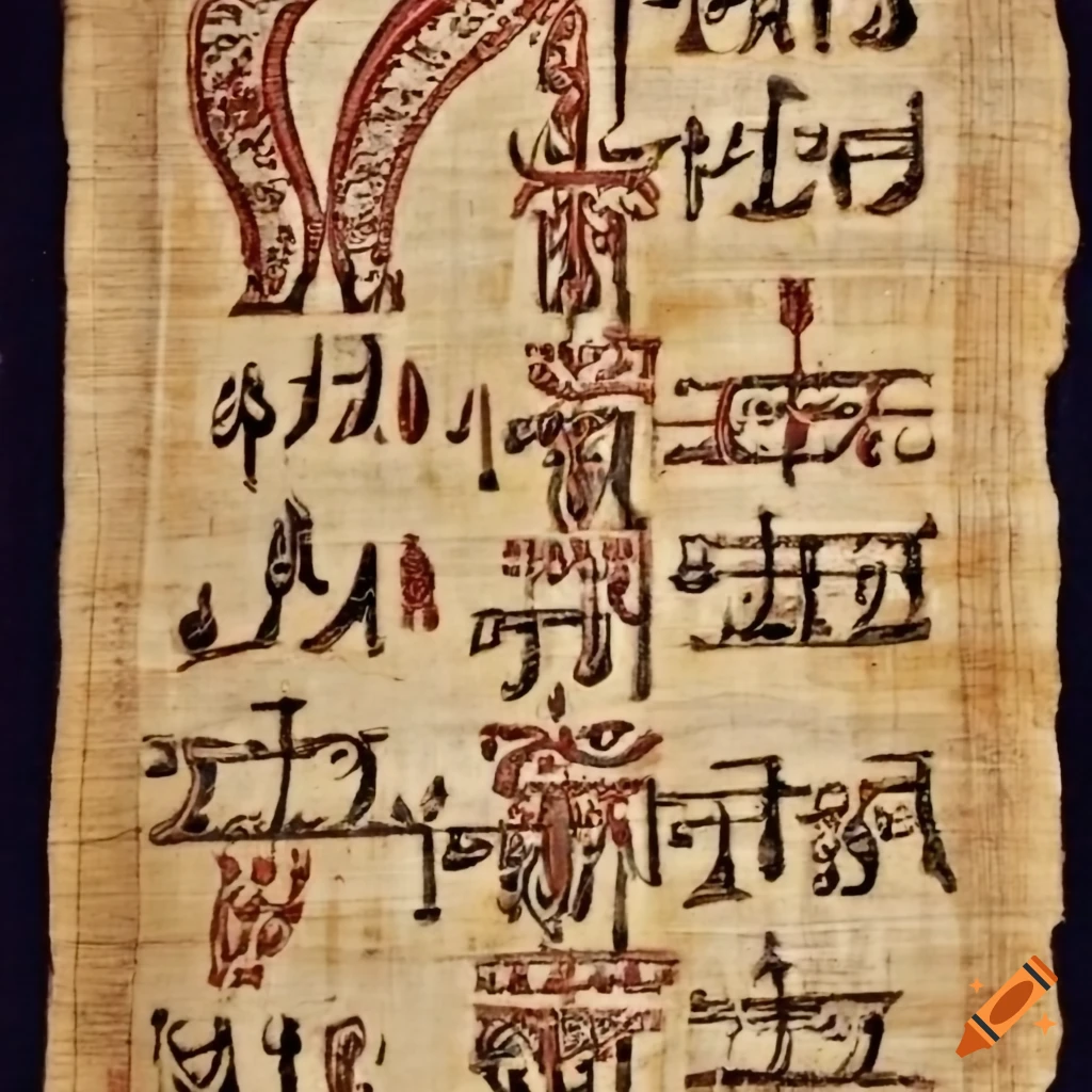 Detailed coptic text on papyrus with occult sigils on Craiyon