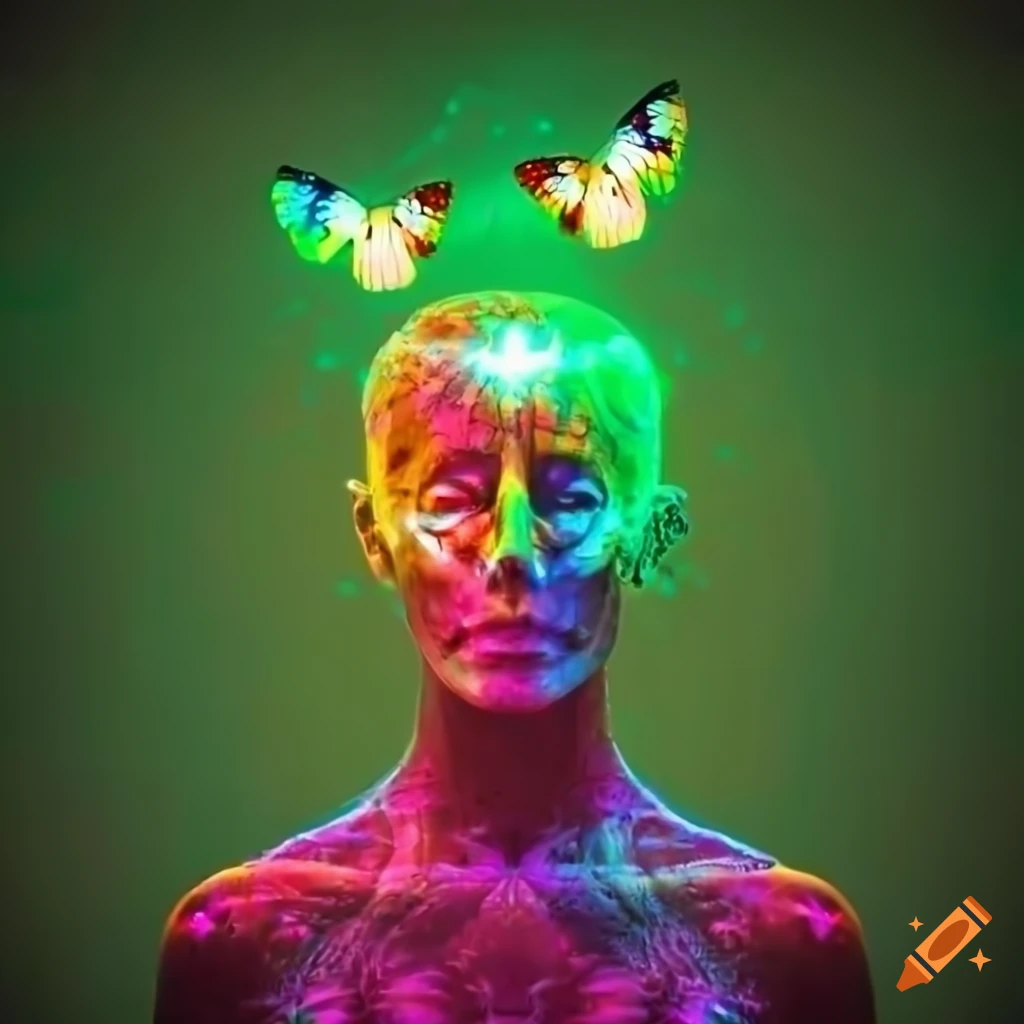 Psychedelic man and woman in a cave on Craiyon