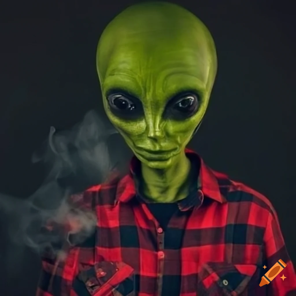 Mysterious alien in a dimly lit hallway on Craiyon