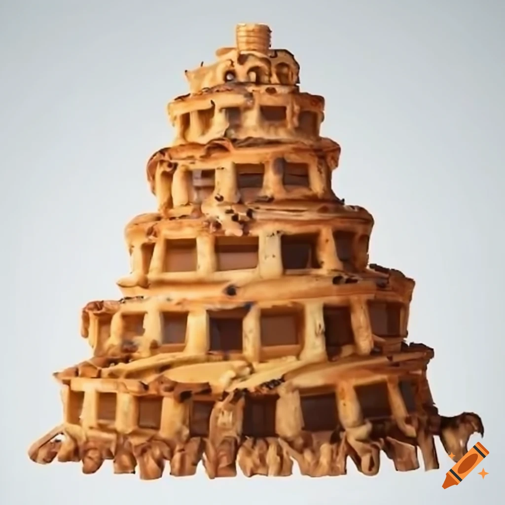 Creative artwork of a waffle tower on Craiyon