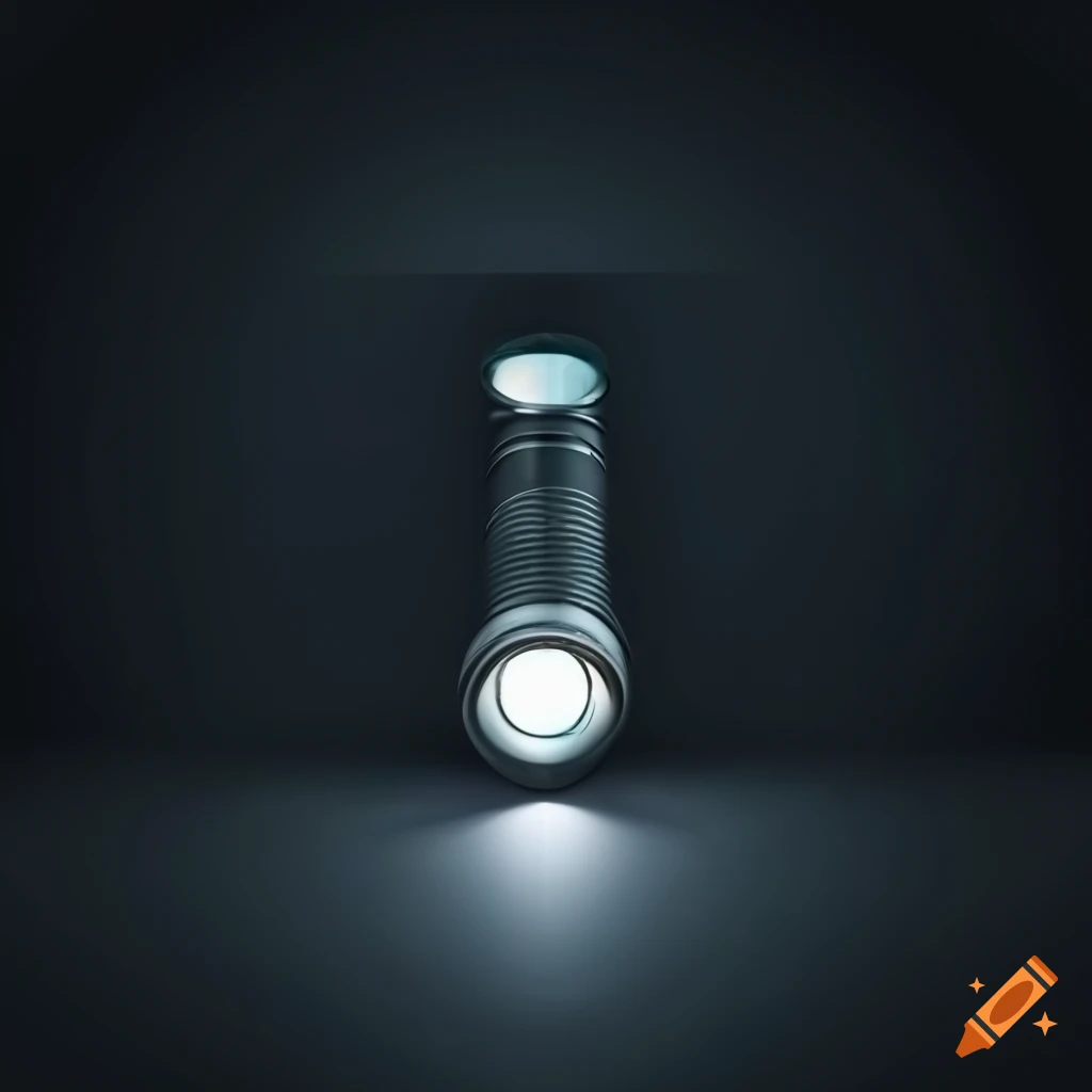 Modern realistic flashlight on a plain background