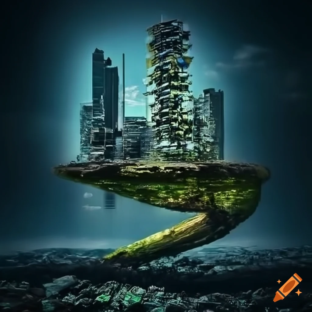 Surreal transformation of nature into buildings and machines on Craiyon