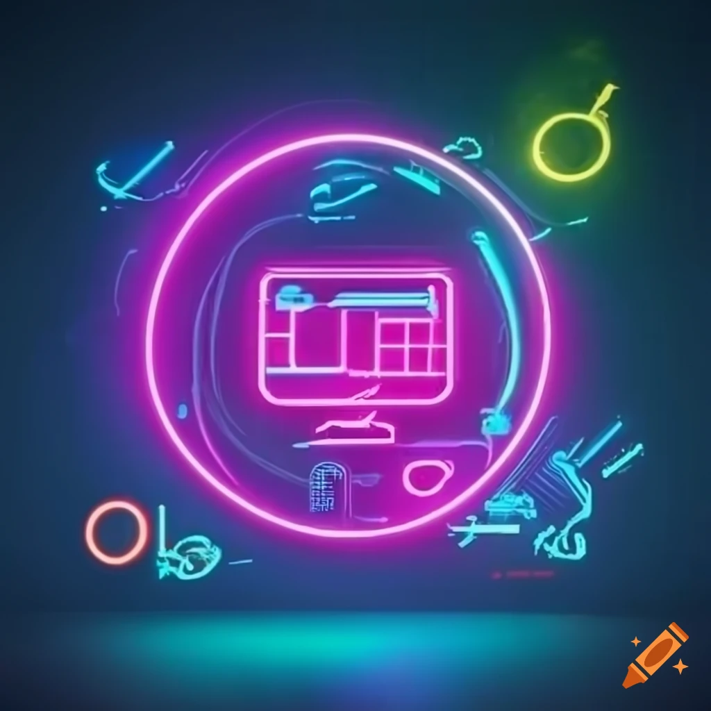 Neon sign of technology career