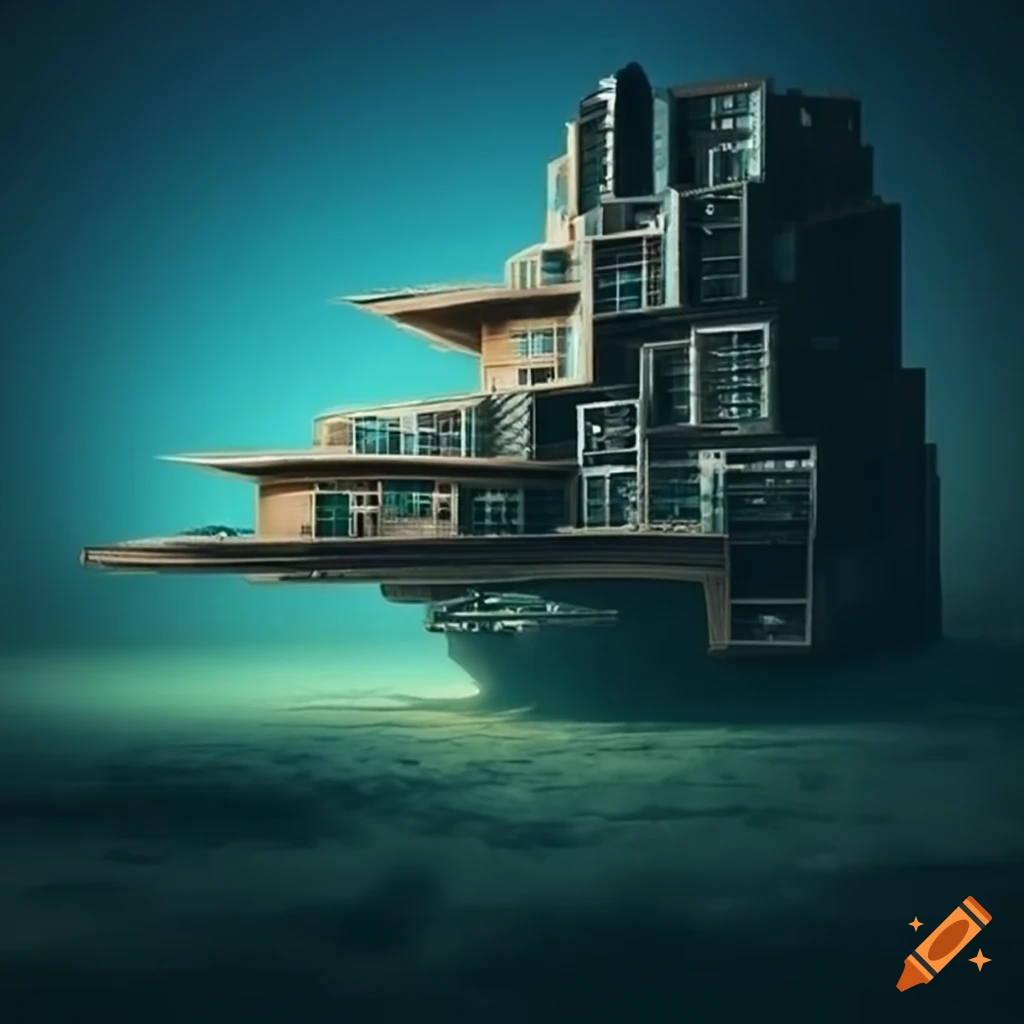 Surreal transformation of nature into buildings and machines on Craiyon