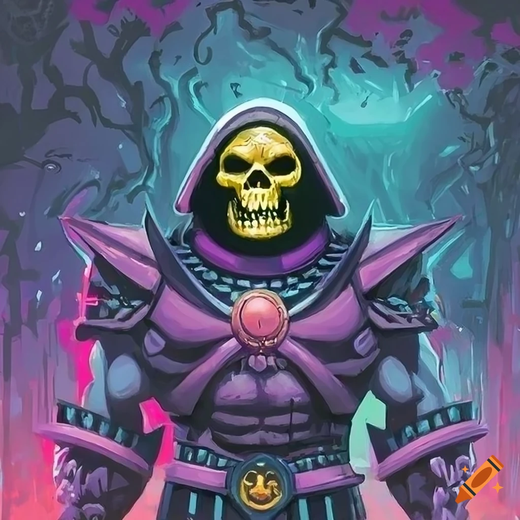 Cyberpunk illustration of skeletor on Craiyon