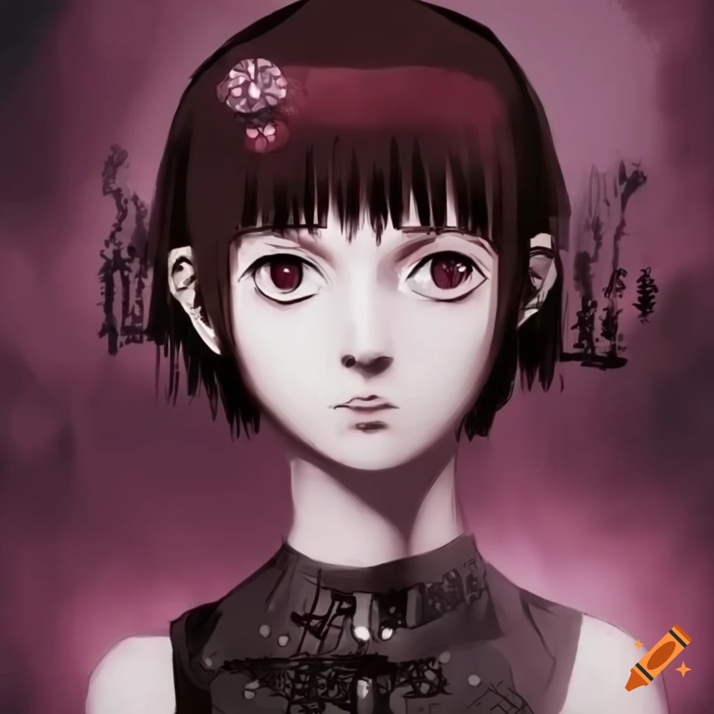 Character from serial experiments lain with a unique haircut on Craiyon
