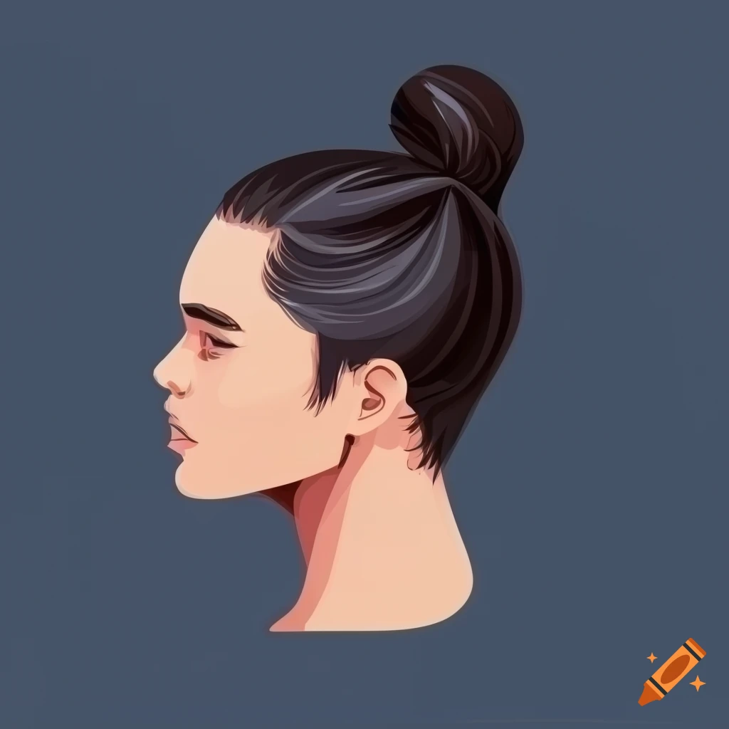 Vector of a man with long black hair in a ponytail