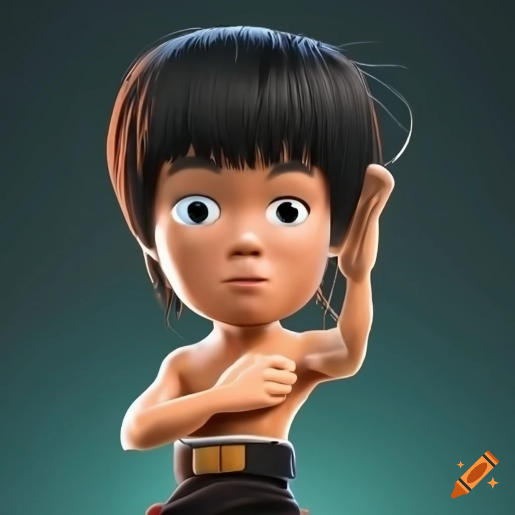 Toy story style illustration of bruce lee