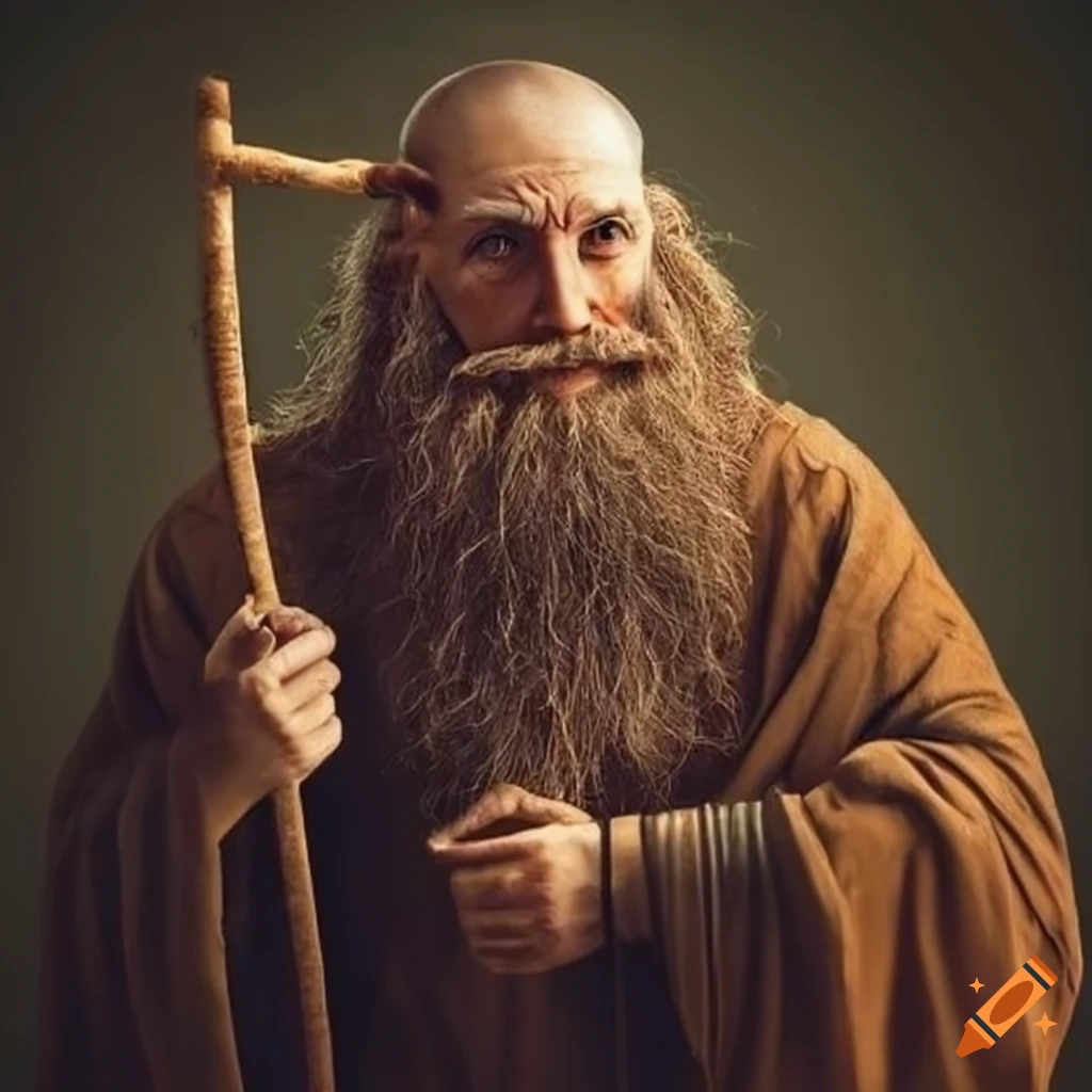 Portrait of a wise man with long beard on Craiyon