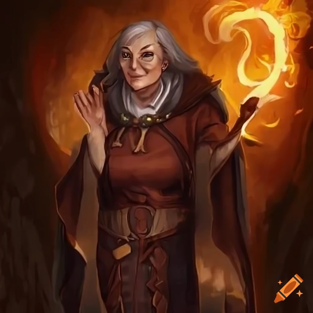 Elderly woman dressed as a warlock on Craiyon