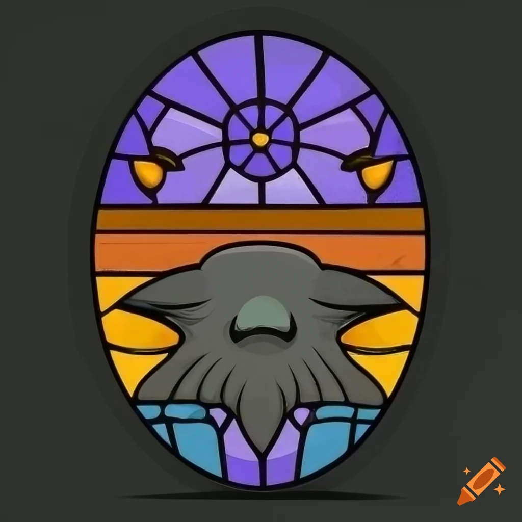 Stained glass window with a crow design on Craiyon
