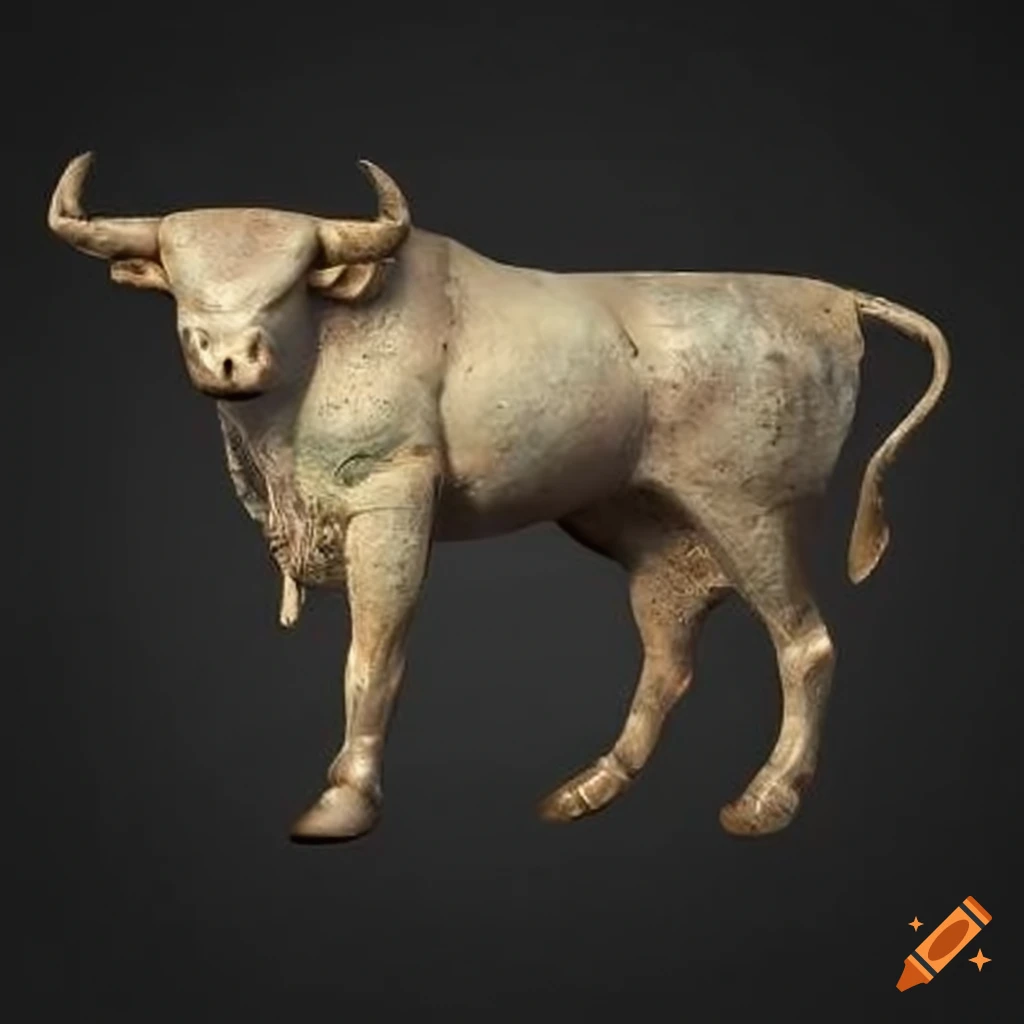 Chipped turquoise greek bull artifact on Craiyon