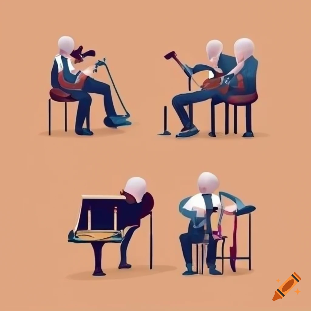 Logo design of elderly and young people with musical instruments