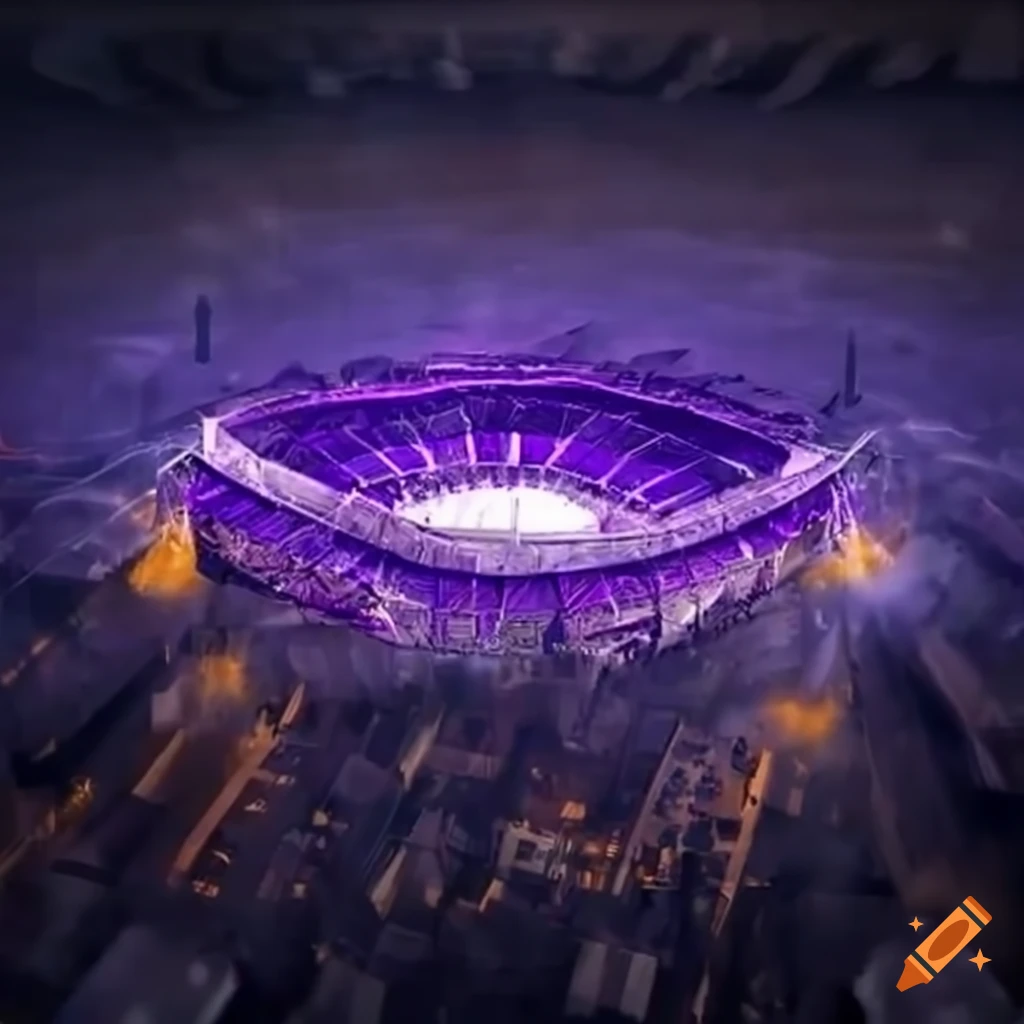 Concept art of a futuristic stadium for the Minnesota Vikings on Craiyon