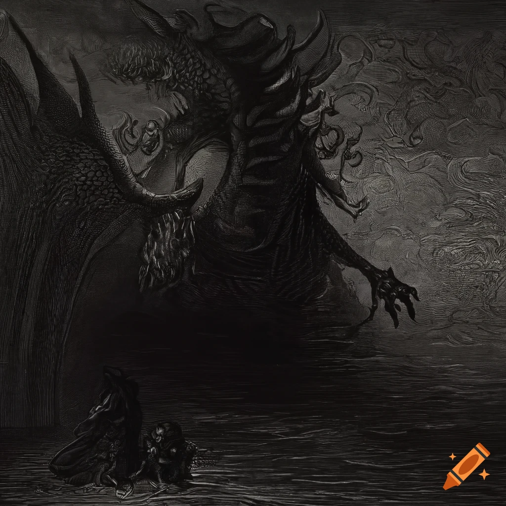 Gustave doré, demons in anguish, black & white, high resolution on Craiyon