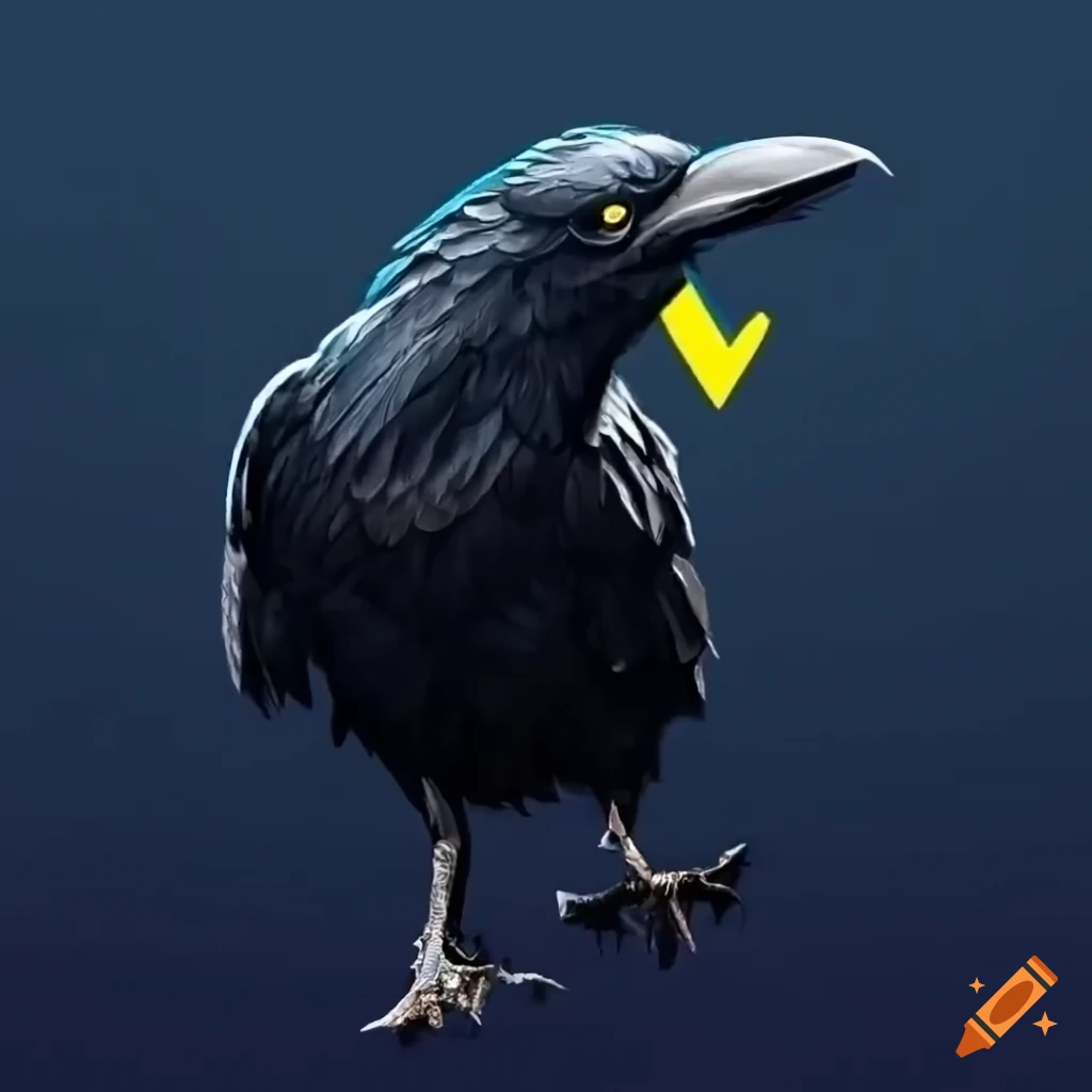 Low-poly artwork of a thoughtful crow in monochrome flat style on Craiyon