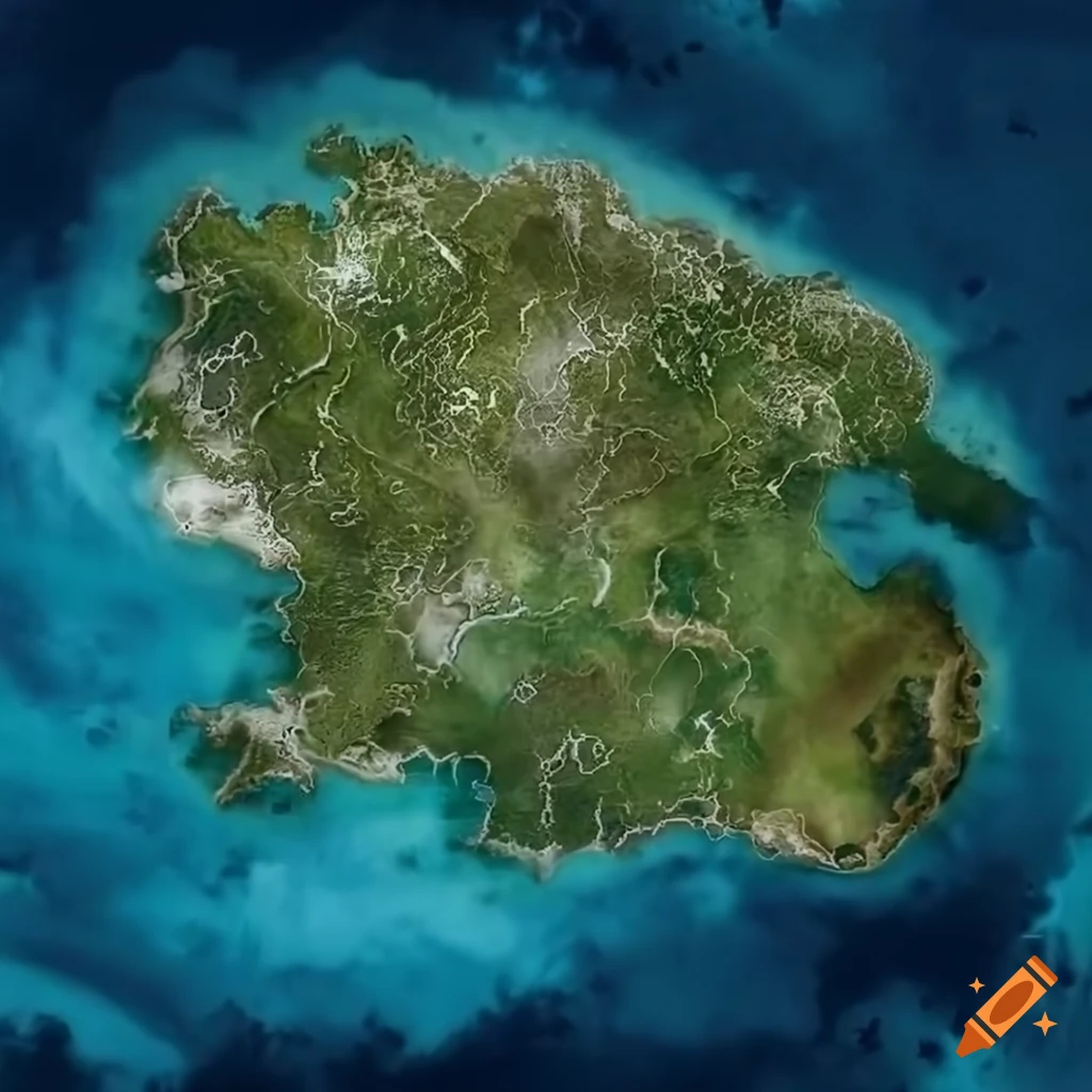 Ocean map with maelstrom and group of islands on Craiyon