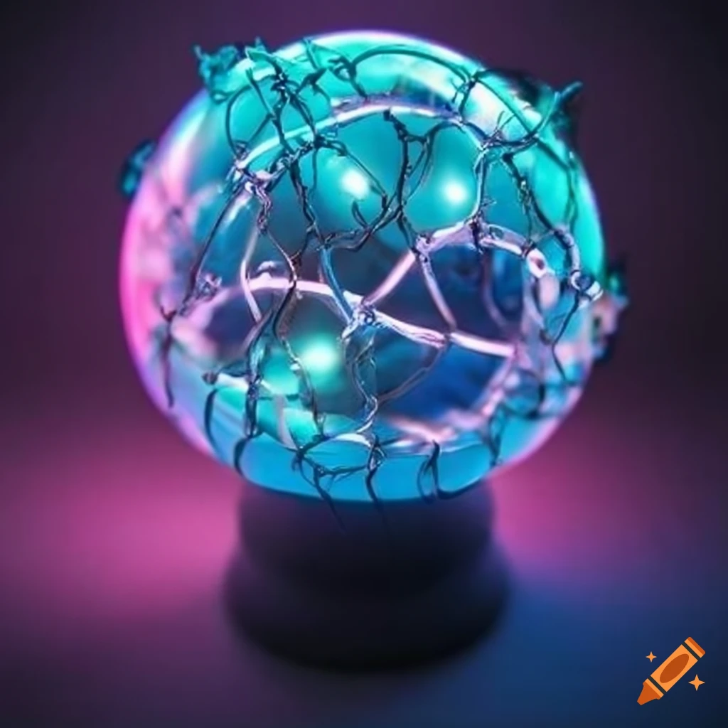 Sculptural artwork of barbwire-wrapped crystal ball on Craiyon