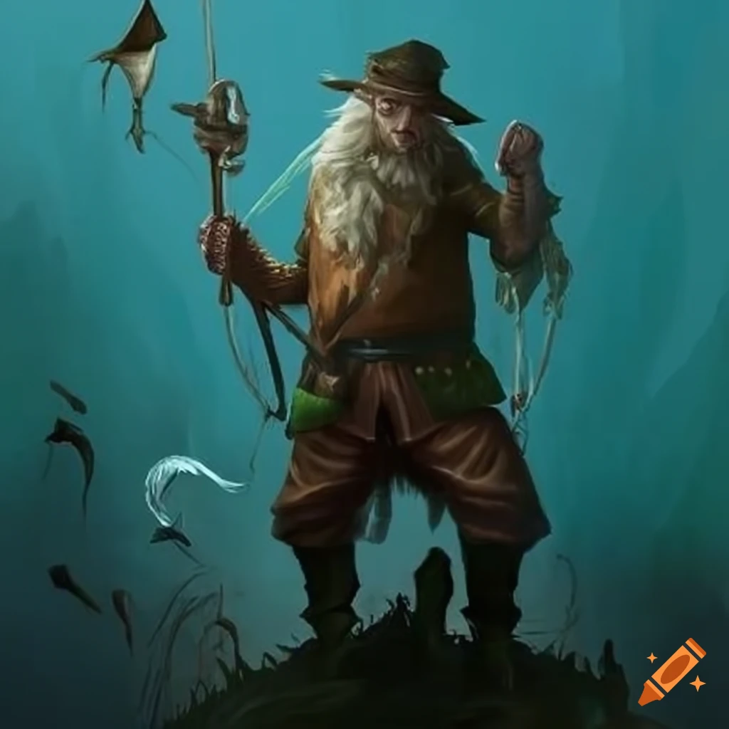 Artwork of a fantasy fisherman on Craiyon