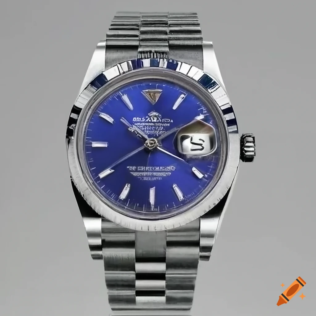 Blue diver dial on a rolex day-date watch on Craiyon