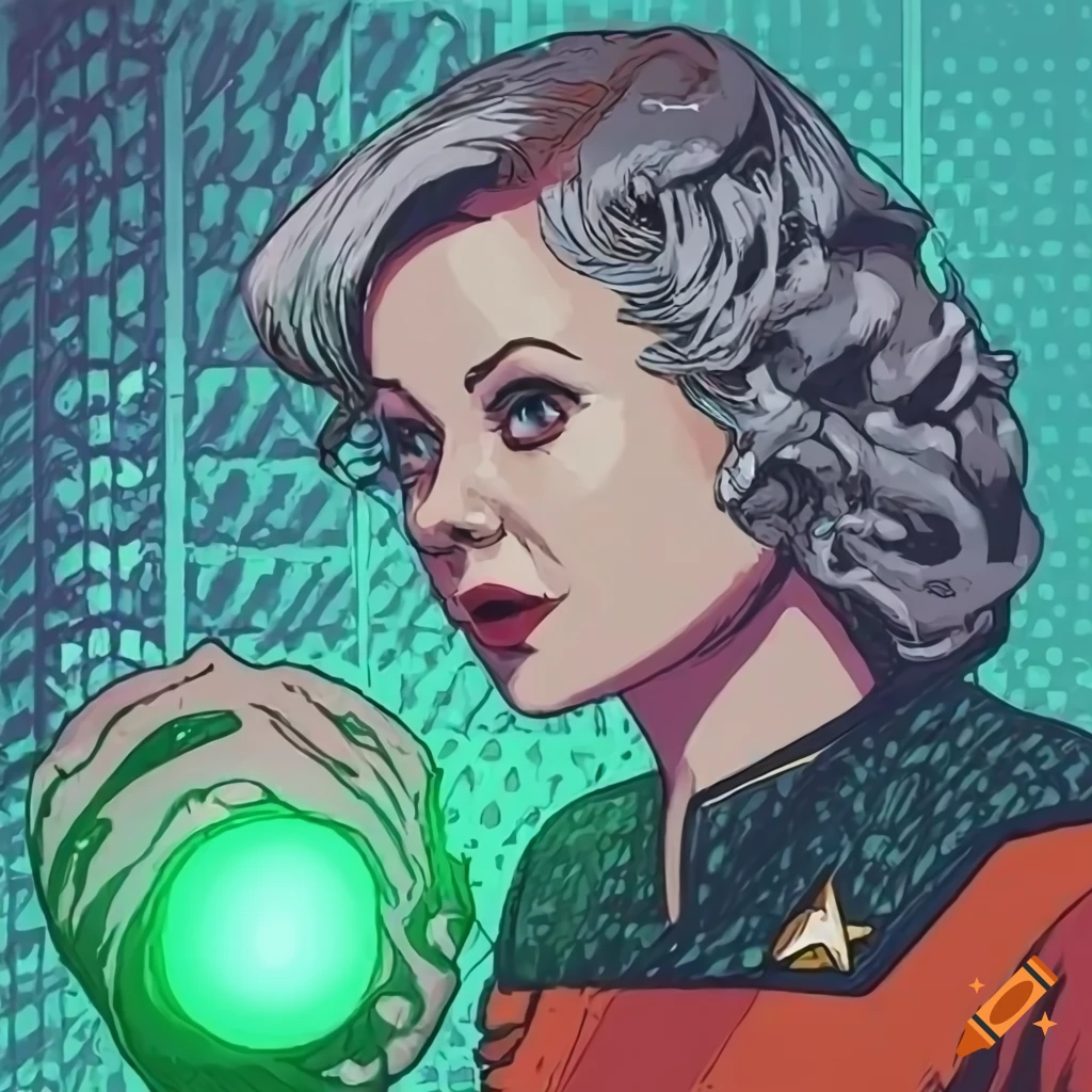 Retro comic art of allison pill as a scientist in a futuristic lab with ...