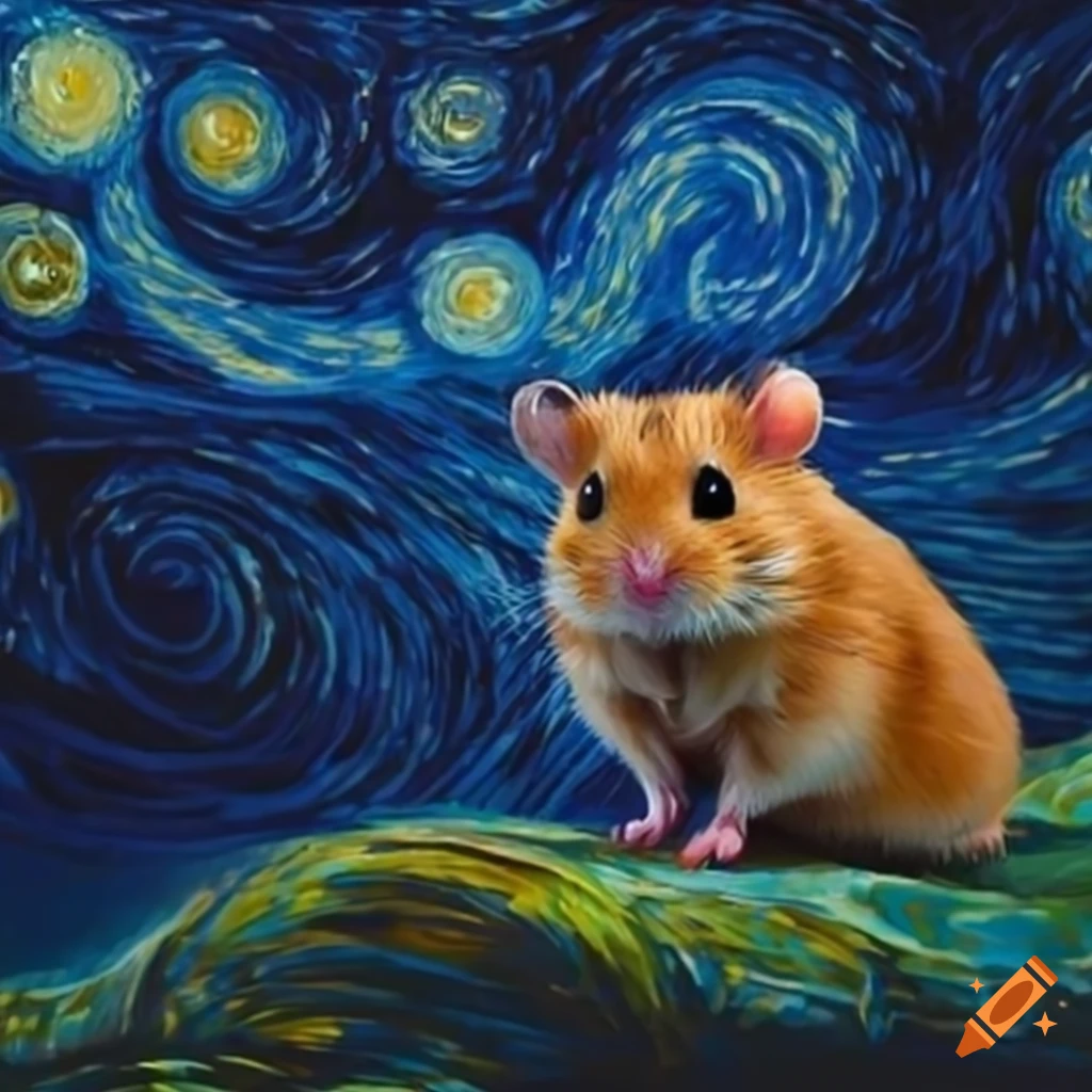 Hamster enjoying a starry night on Craiyon