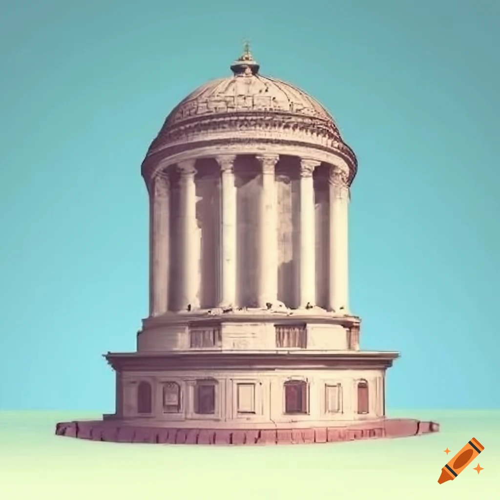 Image of a magnificent monument with a dome, columns, and archways on ...