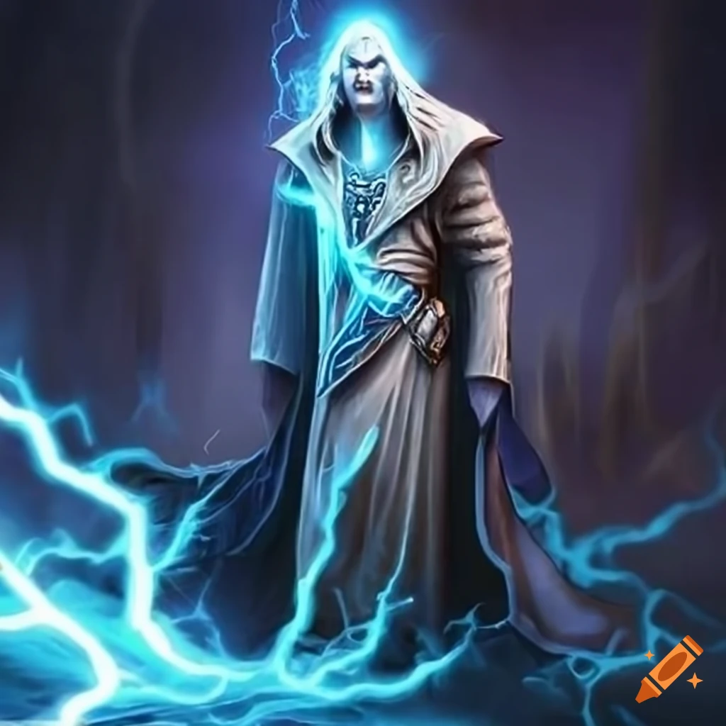 Image of a lightning storm sorcerer in a fantasy world