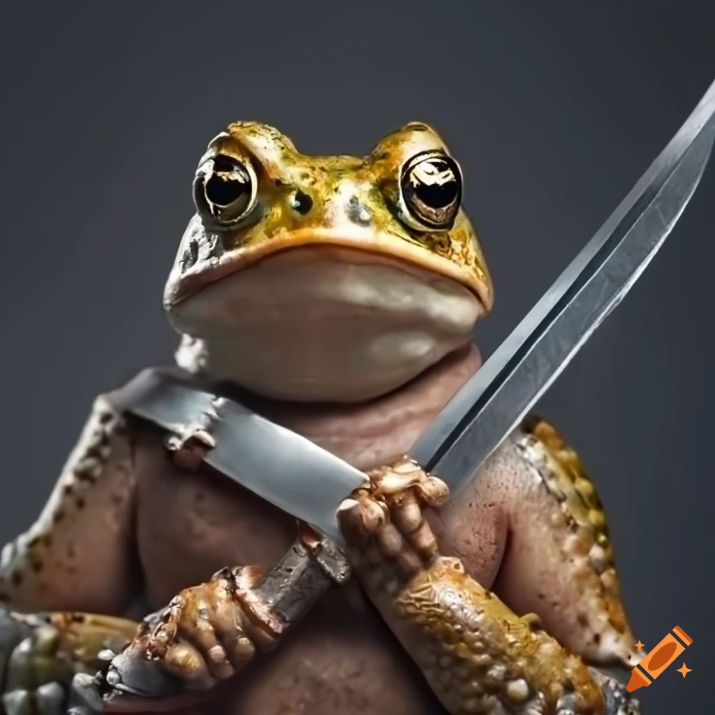 Illustration of a toad in armor with a sword on Craiyon