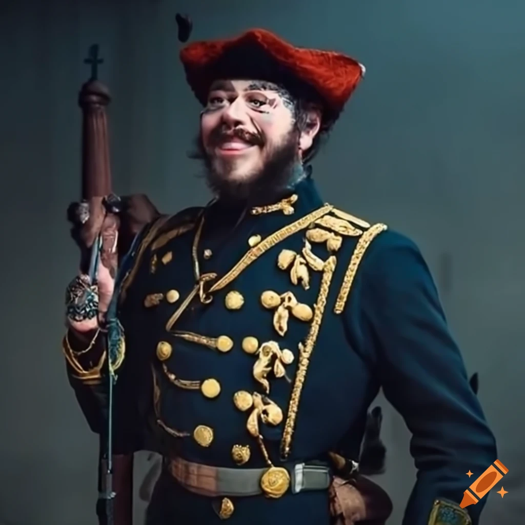 Post malone dressed as civil war general on a cereal box on Craiyon