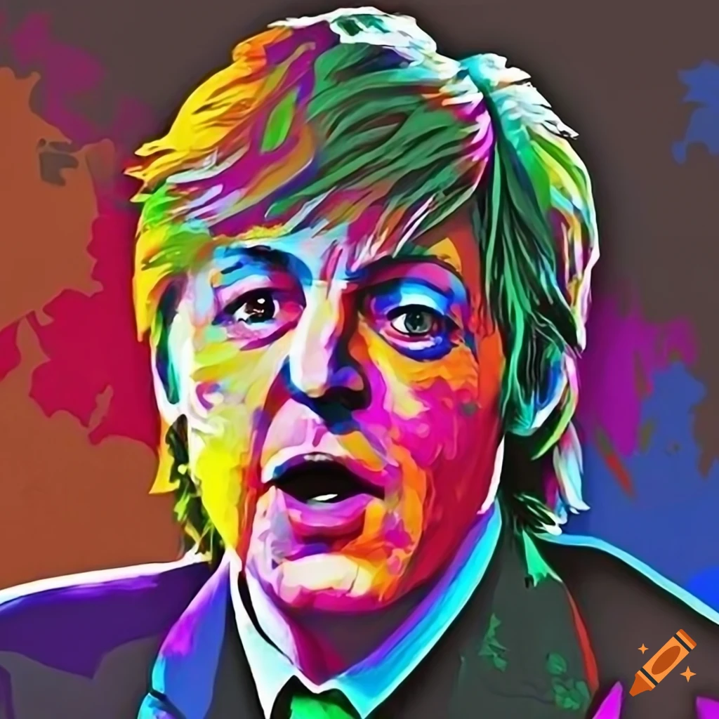 Vibrant pop art portrait of paul mccartney on Craiyon