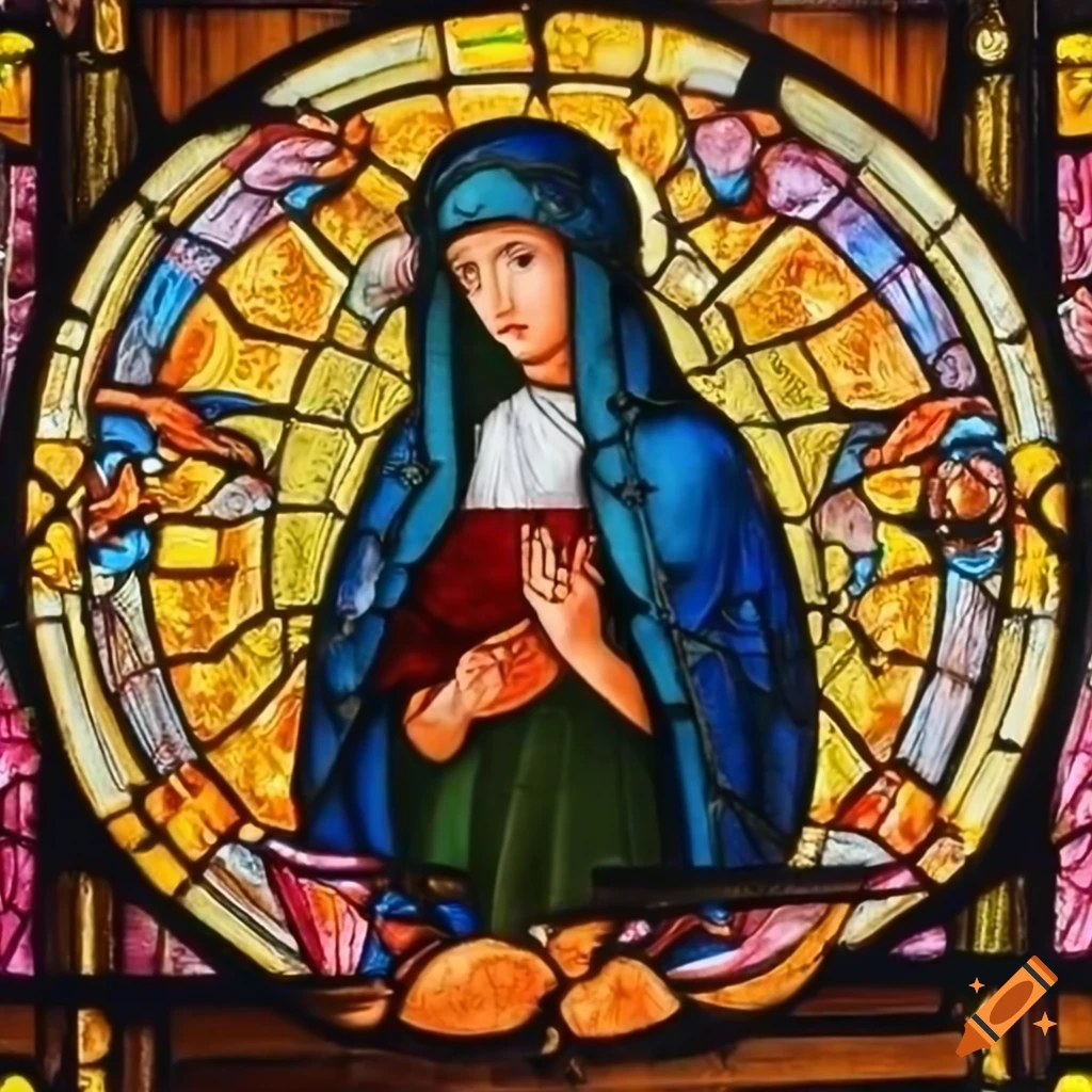 Stained glass portrait of saint elizabeth ann seton on Craiyon