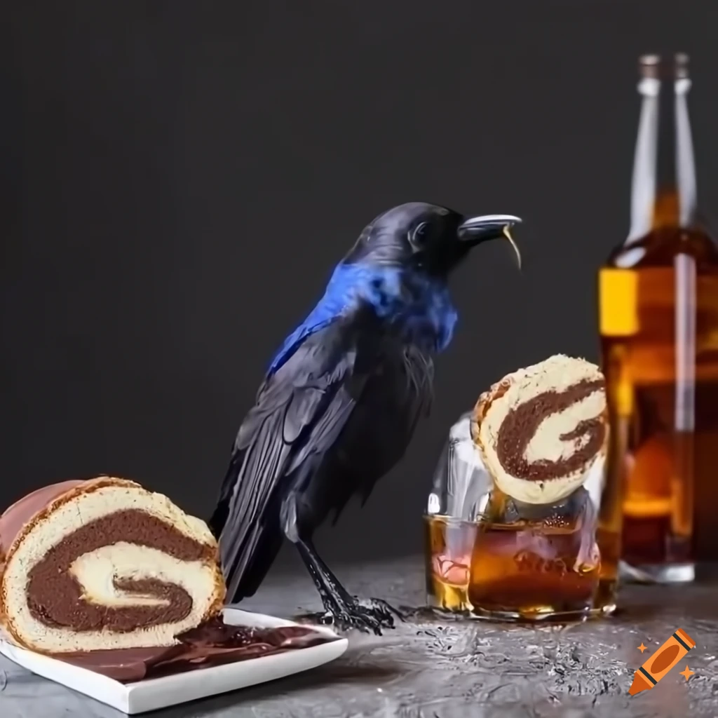 Crow with a blue neckerchief holding a cigarette and standing next to a ...