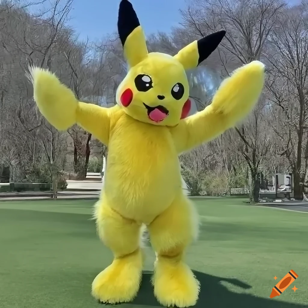 Creative fursuit of a dog transformed into pikachu on Craiyon