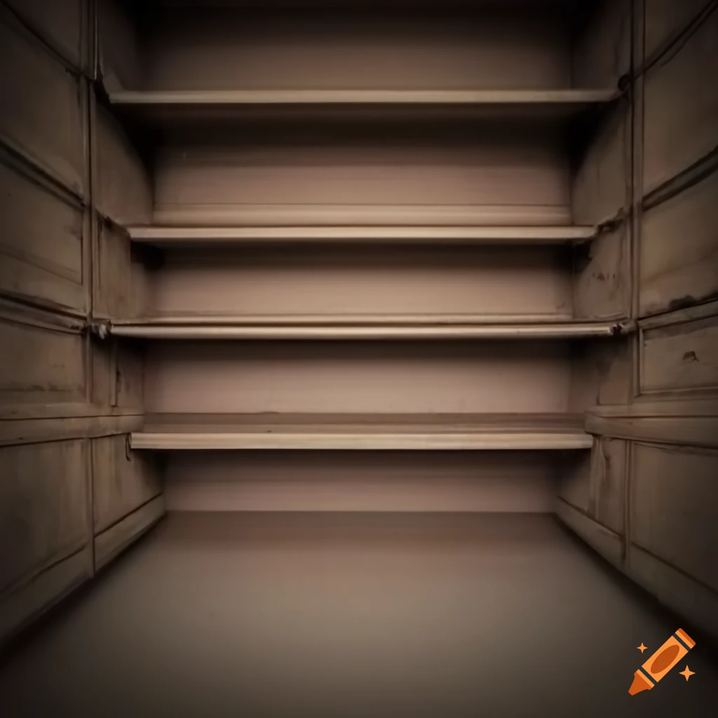 Vintage store shelf with no items on Craiyon