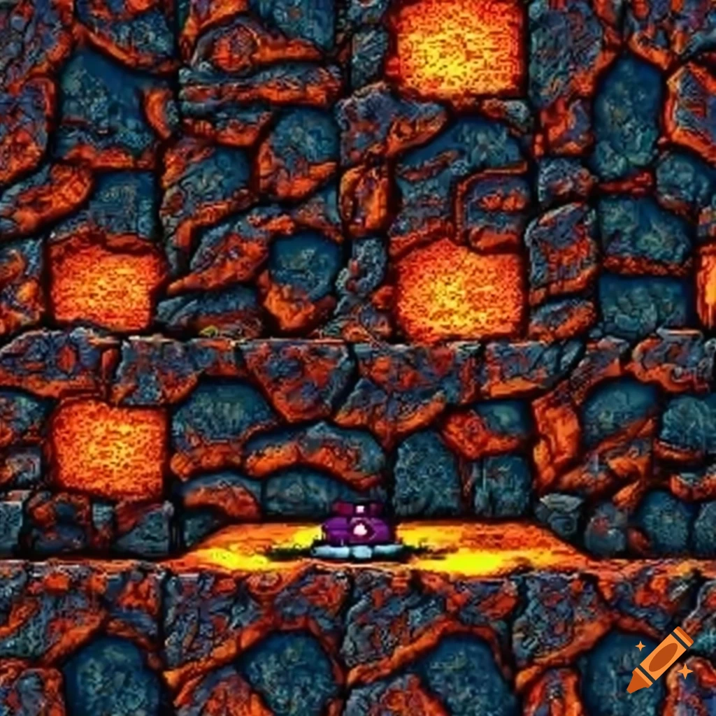2d platform game with lava tiles on Craiyon