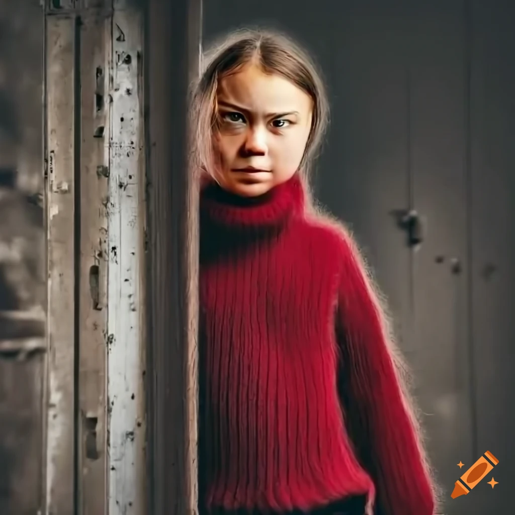 Greta thunberg in swedish national kit kicking a football ball on Craiyon