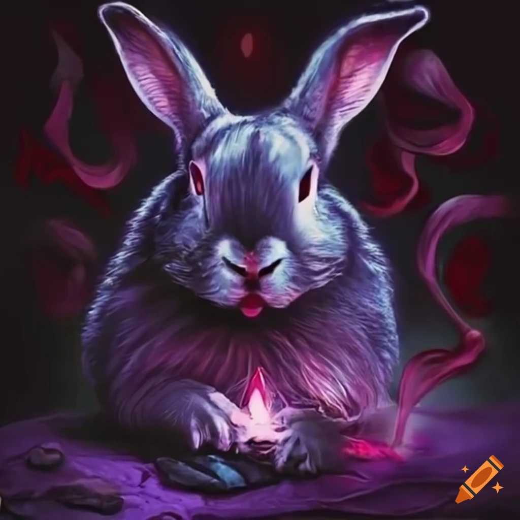 Fierce rabbit with a metal music vibe on Craiyon