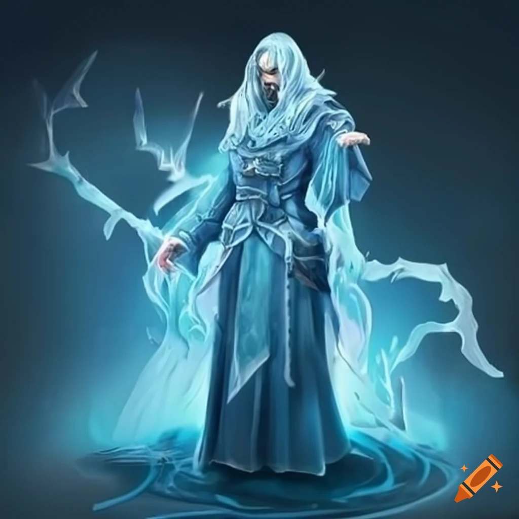 Image of a frost wizard sorcerer on Craiyon