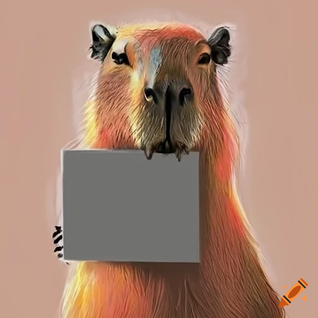 Funny capybara holding a poster on Craiyon