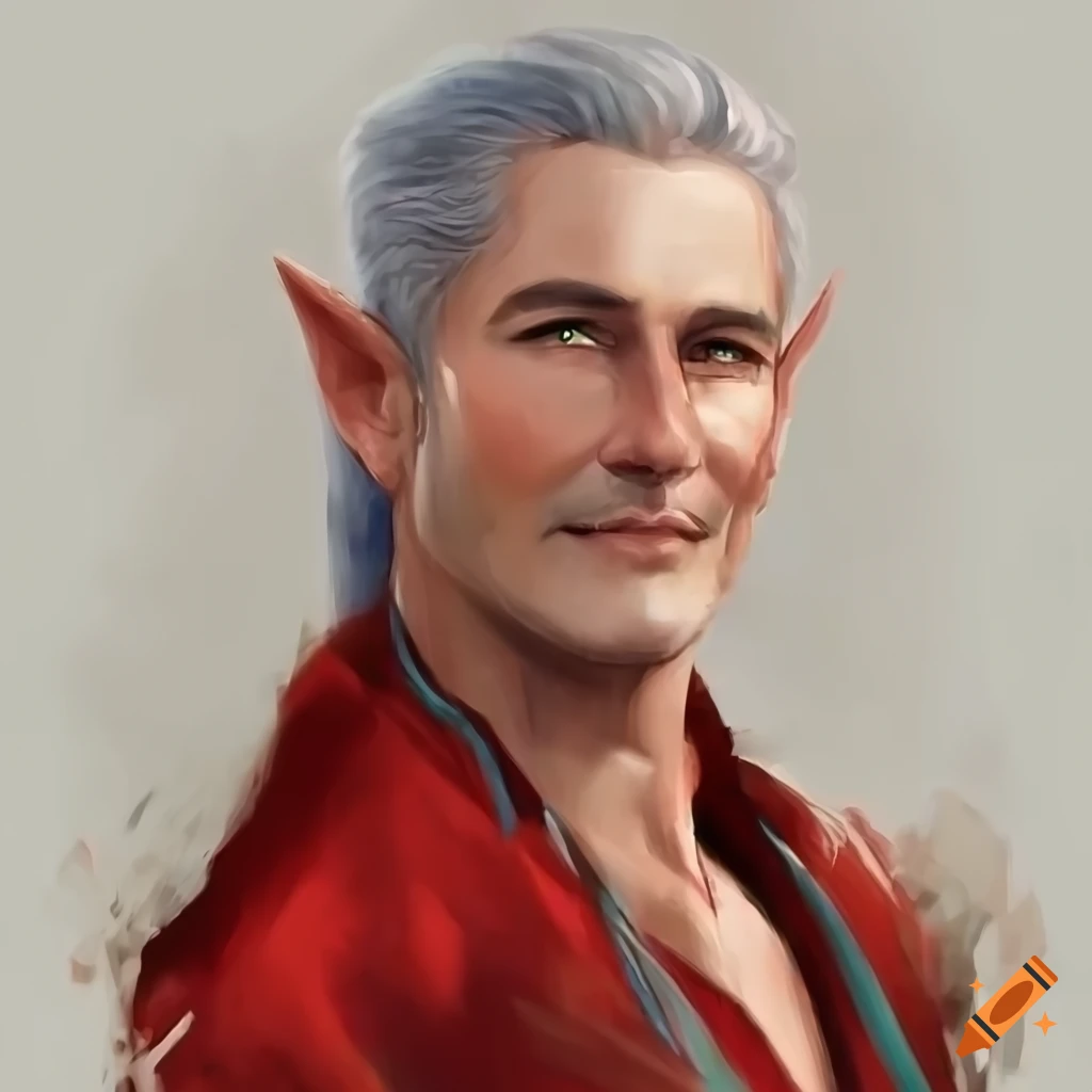 Sketch portrait of a handsome middle-aged elf on Craiyon